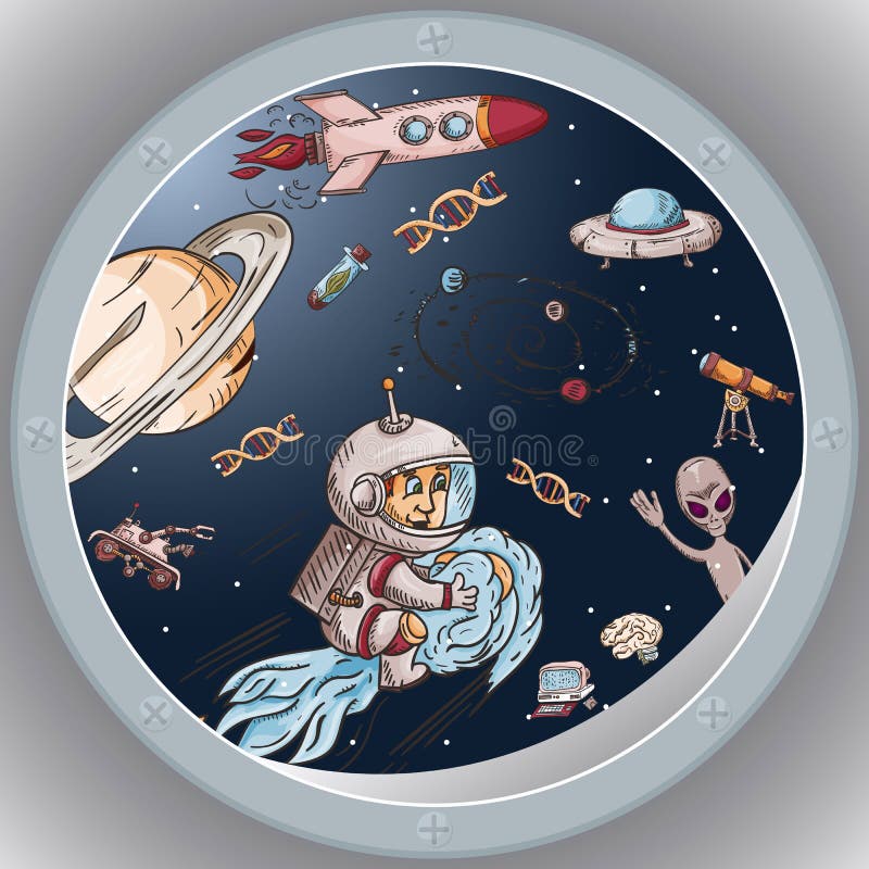 Space the View From_9_the Window of a Spacecraft Stock Vector ...