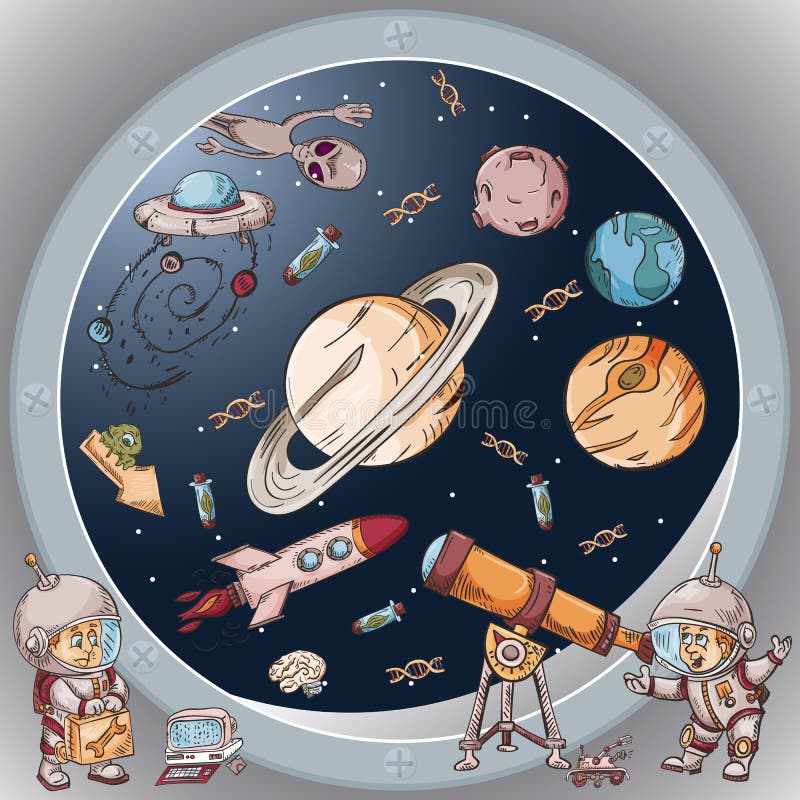 Space the View From_6_the Window of a Spacecraft Stock Vector ...