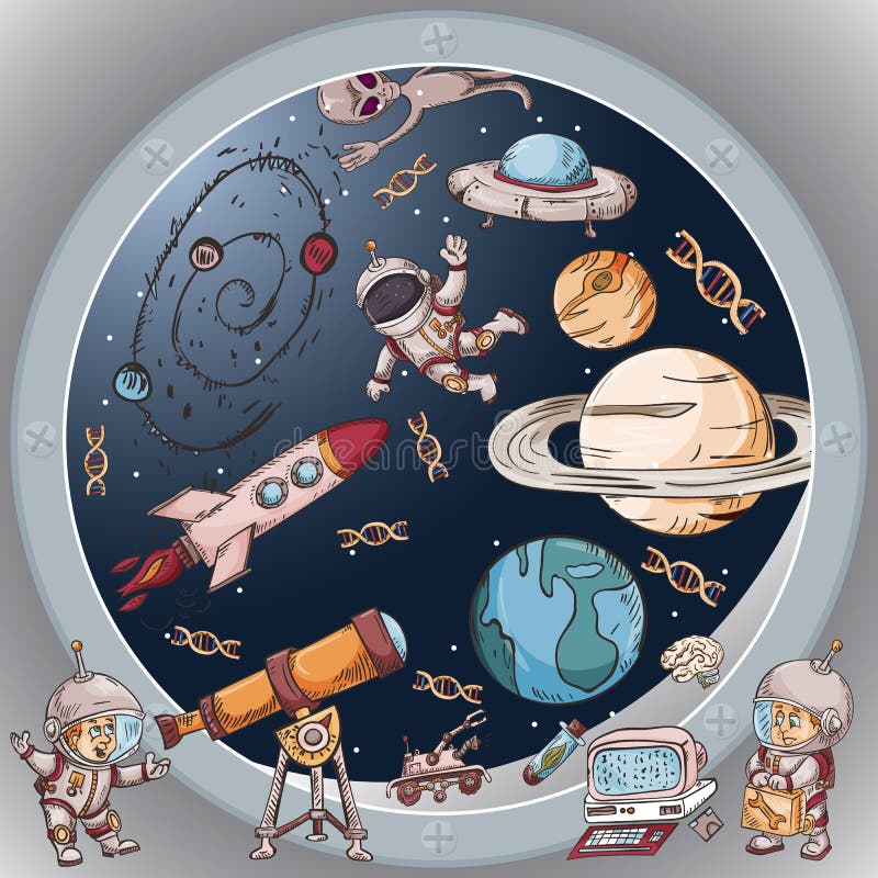 Space the View From_12_the Window of a Spacecraft Stock Vector ...