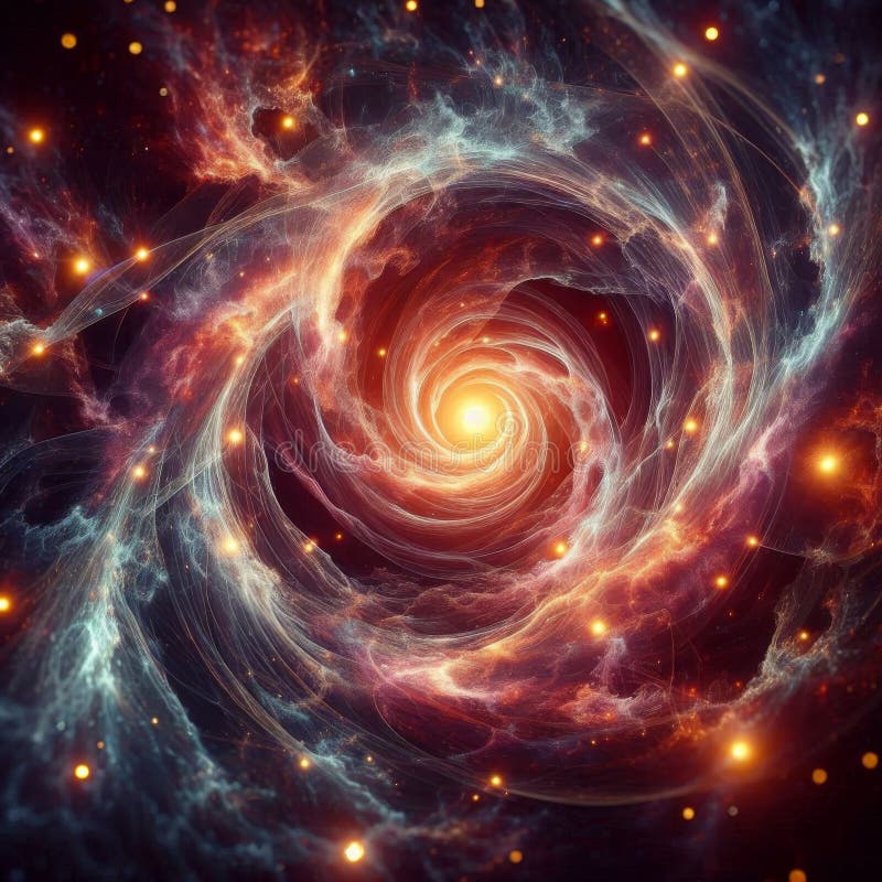 Space Vortex with Glowing Lights and Fractal Textures, Representing the ...