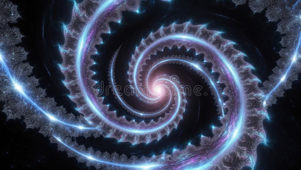 Space Vortex with Glowing Lights and Fractal Textures, Representing the ...
