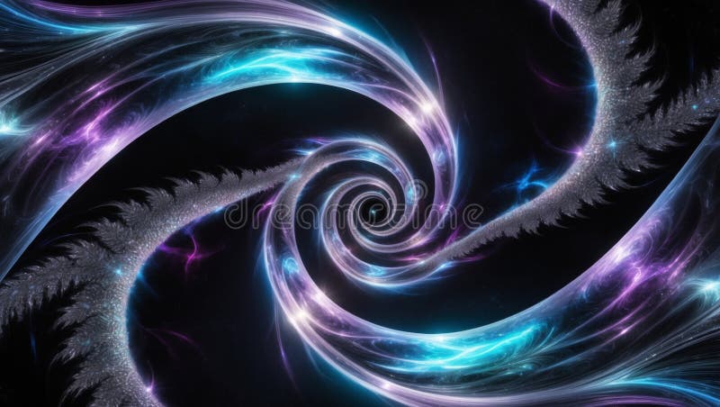 Space Vortex with Glowing Lights and Fractal Textures, Representing the ...