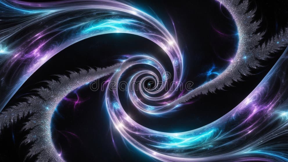 Space Vortex with Glowing Lights and Fractal Textures, Representing the ...