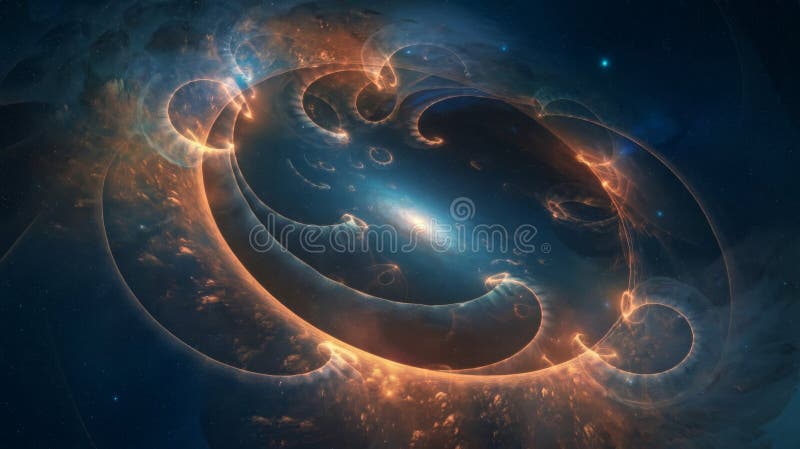 Space Vortex with Glowing Lights and Fractal Textures, Representing the ...