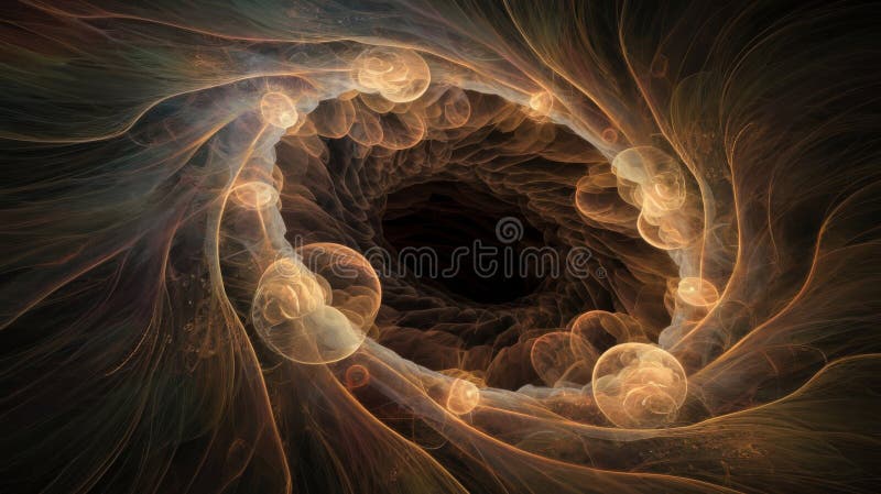 Space Vortex with Glowing Lights and Fractal Textures, Representing the ...