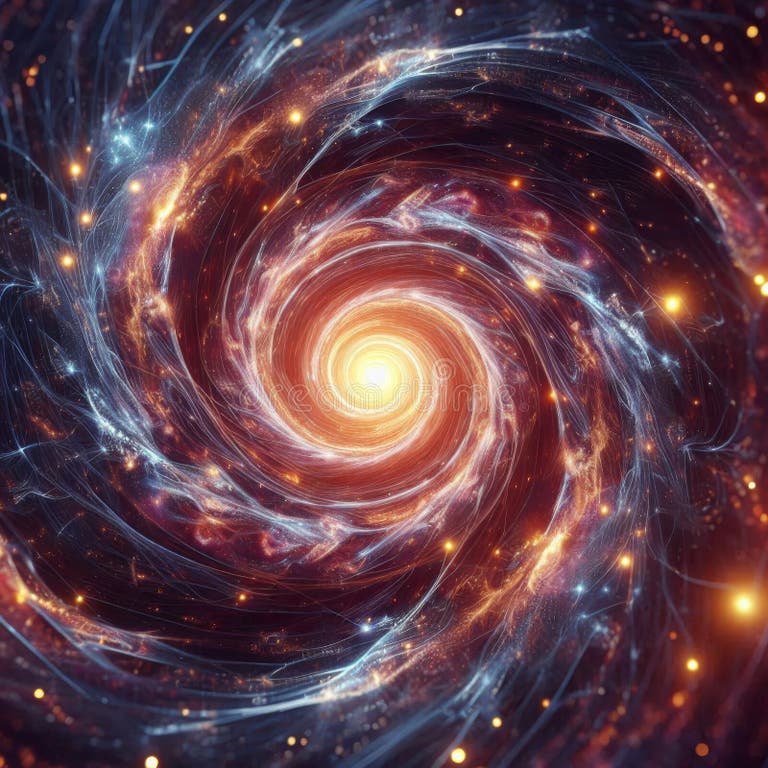 Space Vortex with Glowing Lights and Fractal Textures, Representing the ...