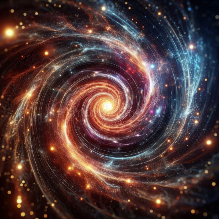 Space Vortex with Glowing Lights and Fractal Textures, Representing the ...