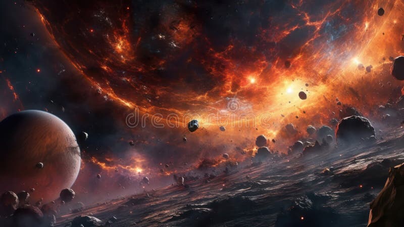 Space Wallpapers with Planets and Explosions Stock Illustration ...