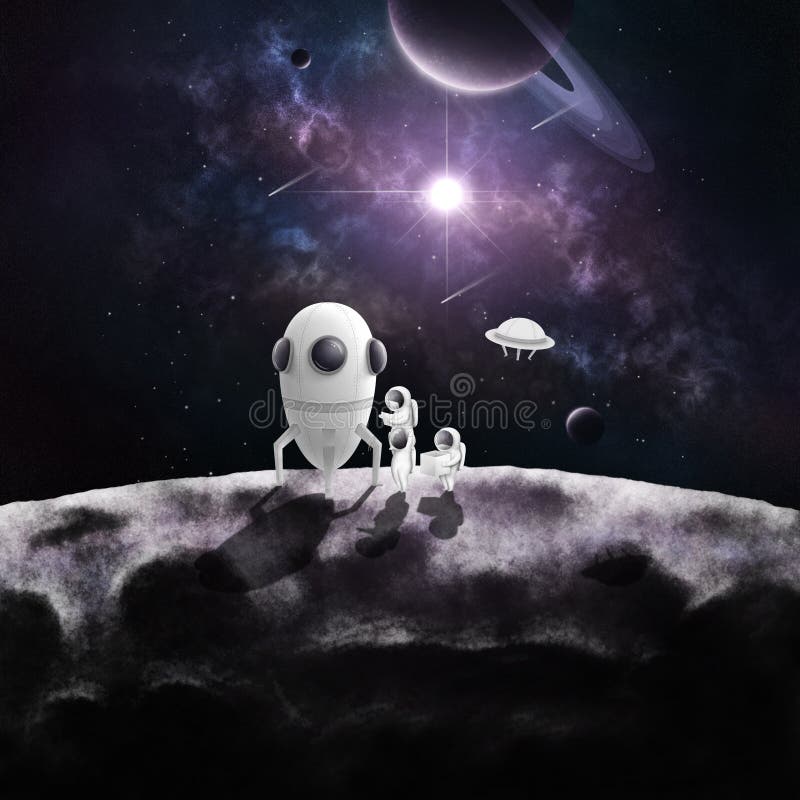 A Space Wanderer Looking for New Planets. Stock Illustration ...