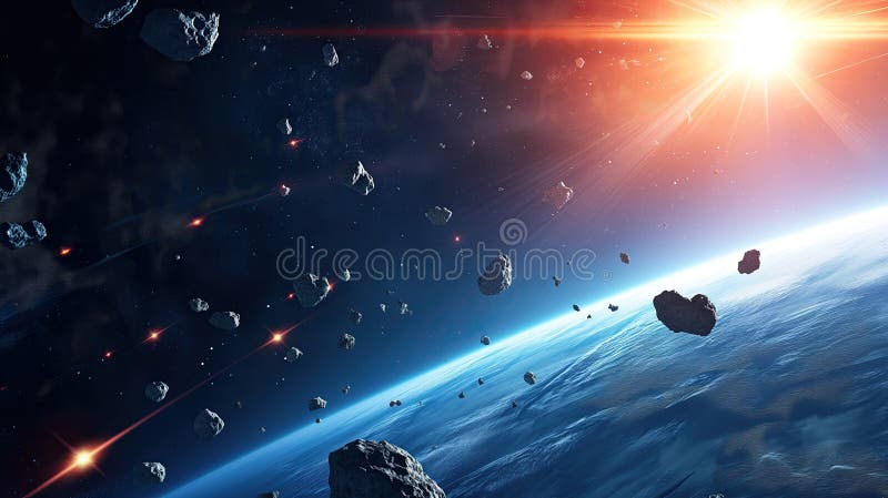 Space Weapons Shoot Down Asteroids and Meteorites Stock Image - Image ...