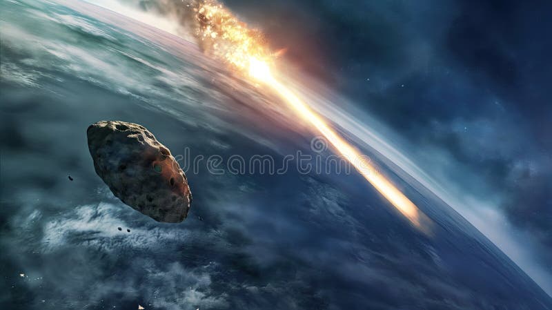 Space Weapons Shoot Down Asteroids and Meteorites Stock Photo - Image ...