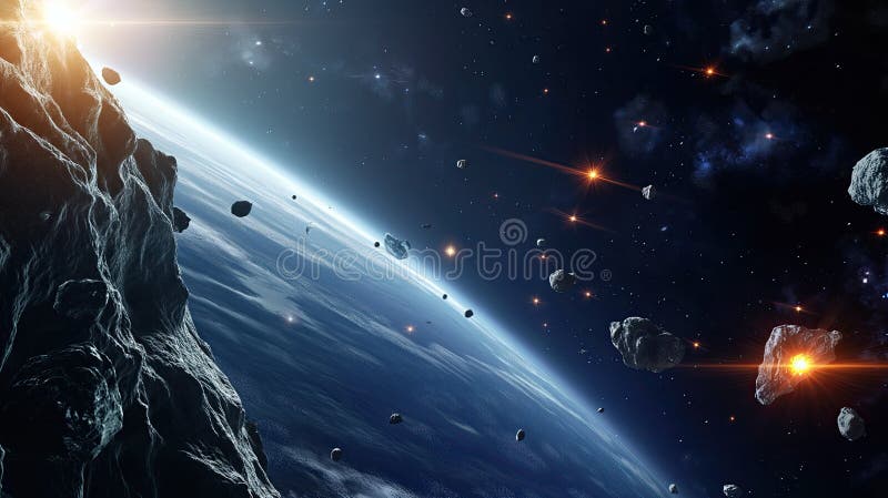 Space Weapons Shoot Down Asteroids and Meteorites Stock Image - Image ...