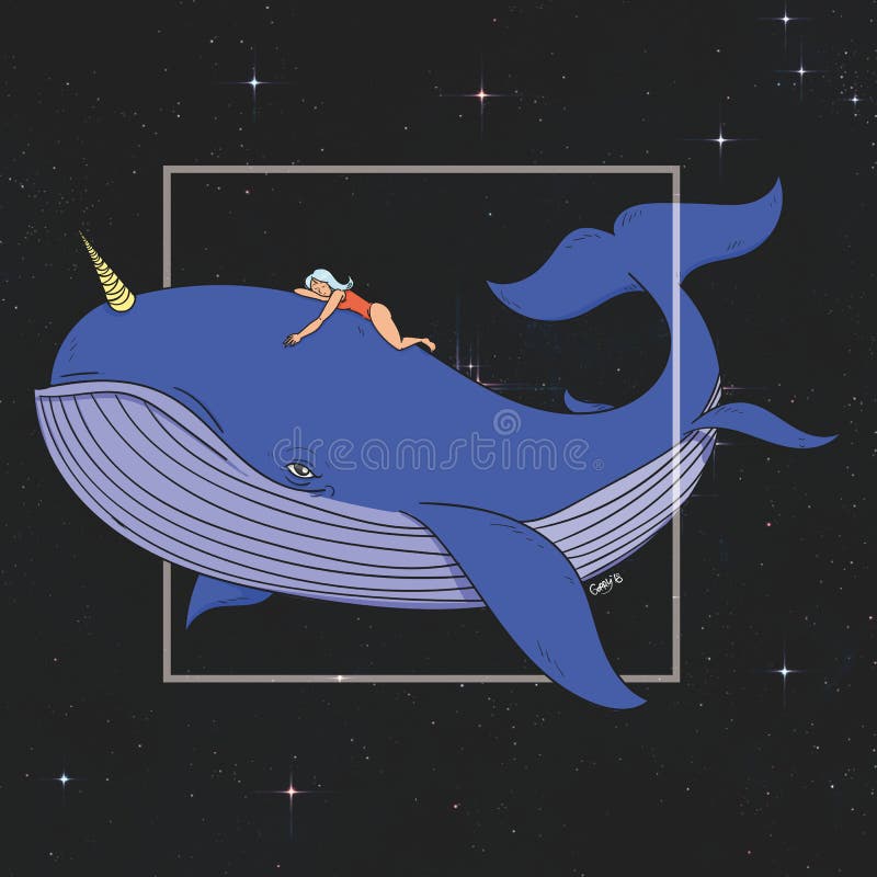 Space Whale Handdrawn stock illustration. Illustration of peace - 181025769