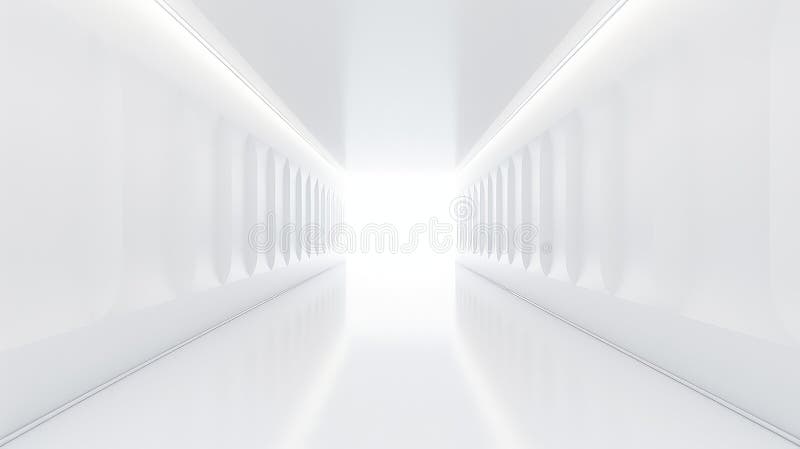 Space White Wall Corridor Background Stock Illustration - Illustration ...
