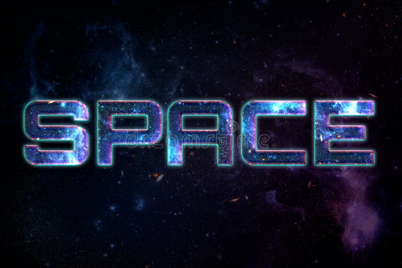 SPACE Word Typography Text on Galaxy Background Stock Illustration ...