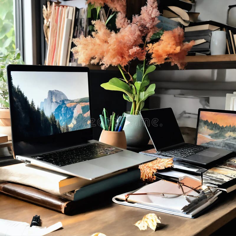 Space for Work with Laptop on the Table Stock Illustration ...