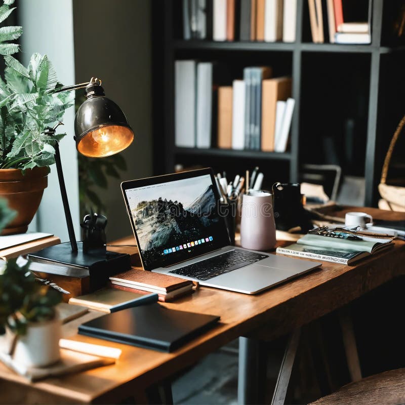 Space for Work with Laptop on the Table Stock Illustration ...