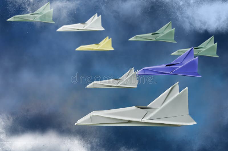 Spacecarfts and Clouds in Deep Blue Space Stock Photo - Image of jets ...