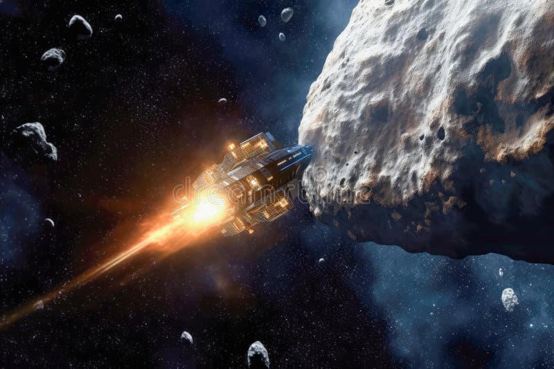 Spacecraft Approaches Resource-Rich Asteroid for Mining Operation Stock ...