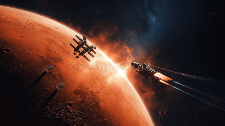 Spacecraft Approaching Mars Stock Image - Image of cosmic, astronomy ...