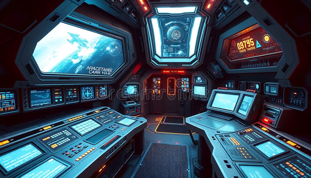 Spacecraft Cockpit Control Panel Futuristic Interior Generative AI ...