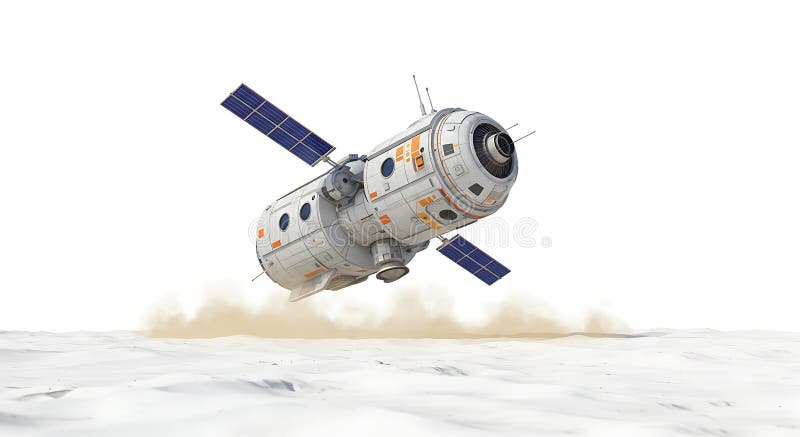 Spacecraft with Cylindrical Body and Solar Panels on Its Sides, Tilting ...