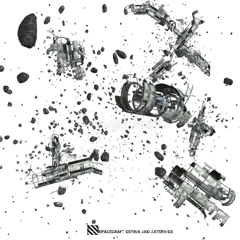 Exploding Spacecraft Debris and Asteroids Stock Photo - Illustration of ...