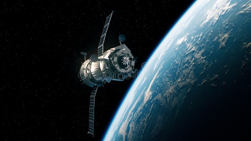 Spacecraft Deploys Solar Panels while in Earth Orbit Stock Footage ...