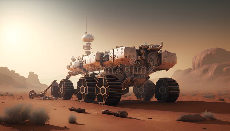 Spacecraft in the Desert. 3D Render. Computer Digital Drawing Stock ...