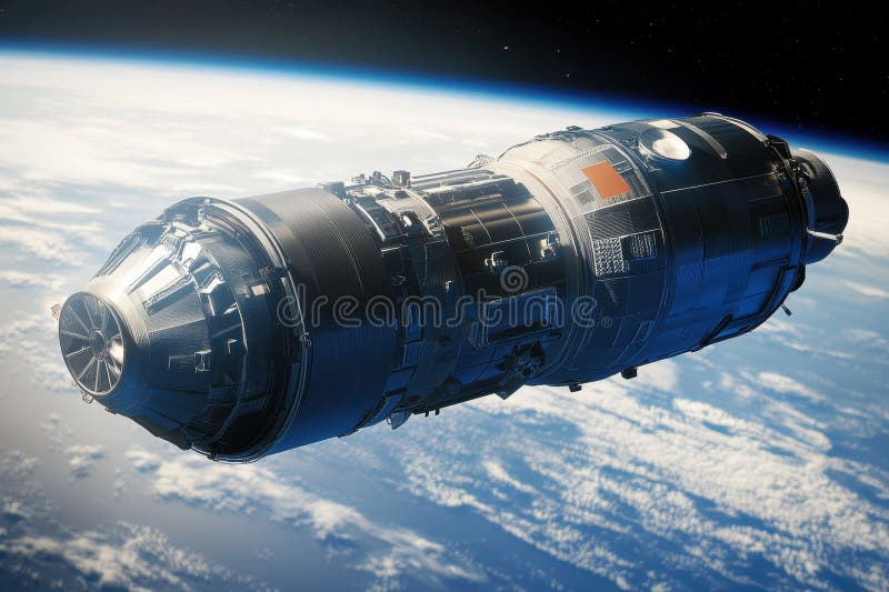 Spacecraft Docked in Low Earth Orbit Showcasing Advanced Technology and ...