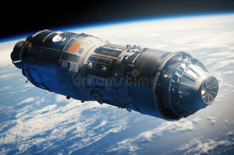Spacecraft Docked in Low Earth Orbit Showcasing Advanced Technology and ...