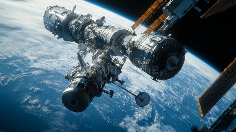 Spacecraft Docking at the Space Station Stock Illustration ...