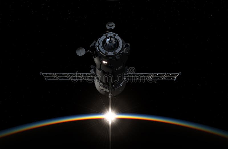 Spacecraft Orbiting Earth. 3D Illustration. Stock Illustration ...