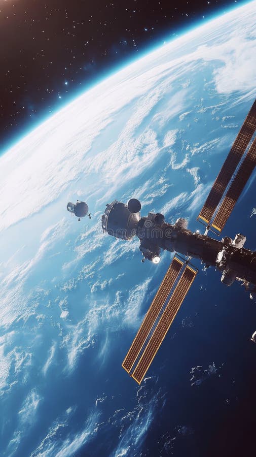 Spacecraft and Earth from Orbit, Space Exploration Stock Photo - Image ...