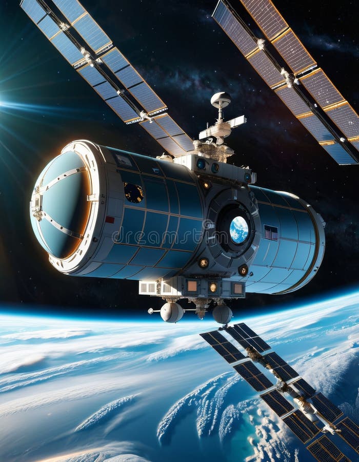 Spacecraft in Earth S Orbit Stock Photo - Image of international ...