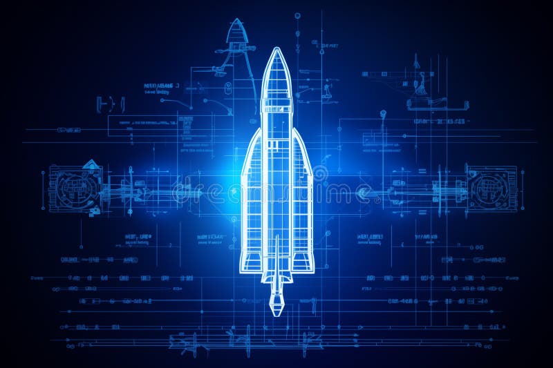 Spacecraft Engineering Blueprint. by Generative Ai Stock Illustration ...
