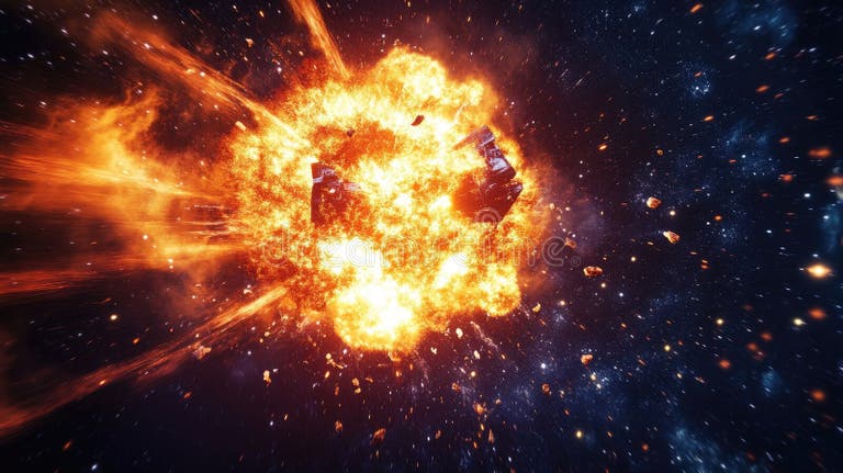 Spacecraft Explosion. Sci-Fi Design Element for Background Stock ...