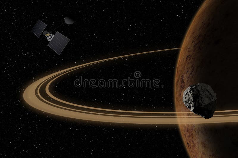 Spacecraft Flying To Unknown Planet in Outer Space. Stock Illustration ...