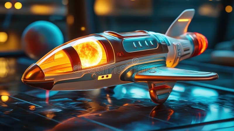 Spacecraft with Glowing Solar Core in Futuristic Design Stock ...