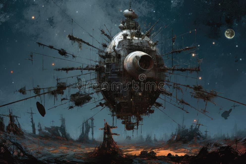 Spacecraft Graveyard Orbit with Multiple Decaying Satellites Stock ...