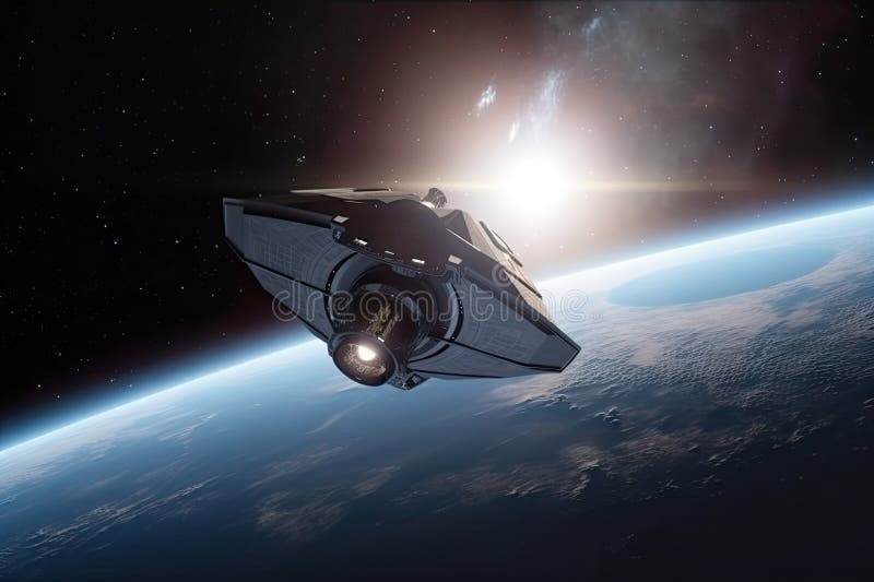 Spacecraft on Its Way To Distant Planet, with Breathtaking View of the ...