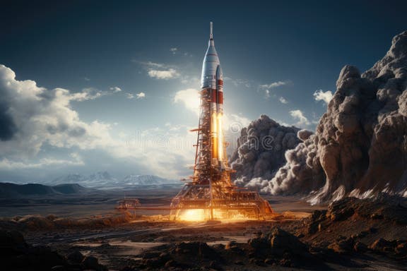 Spacecraft Launch Base. Generative AI Stock Illustration - Illustration ...