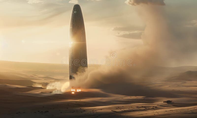Spacecraft Launch in a Desolate Desert Stock Video - Video of dust ...