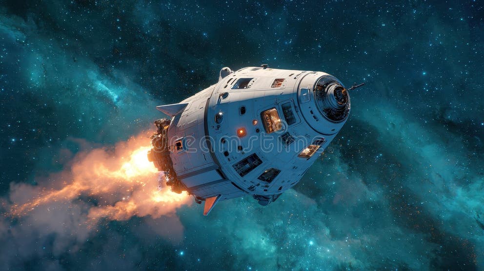 Spacecraft Launch Nebula Background Starry Night Flight Escape Rocket ...