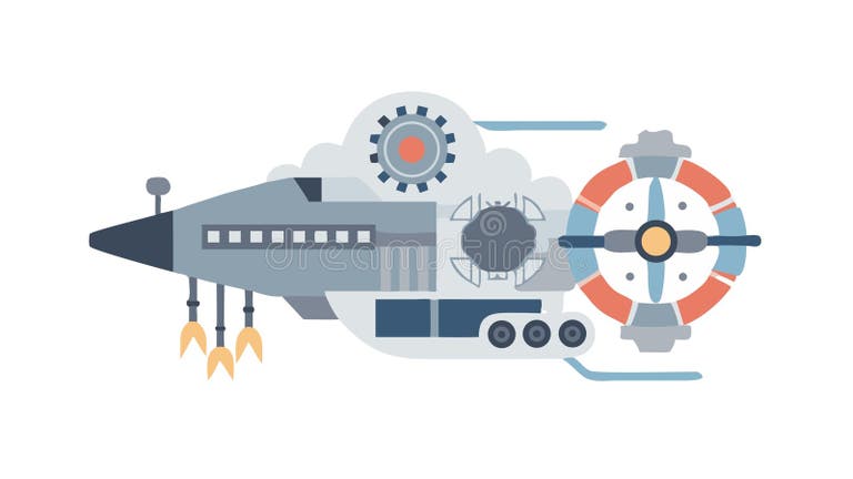 Spacecraft Launch System, Rocket Technology, Flat Design, Vector Design ...