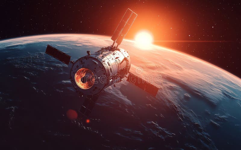 A Spacecraft is Launched into Space. NASA Provided 3D Elements of the ...