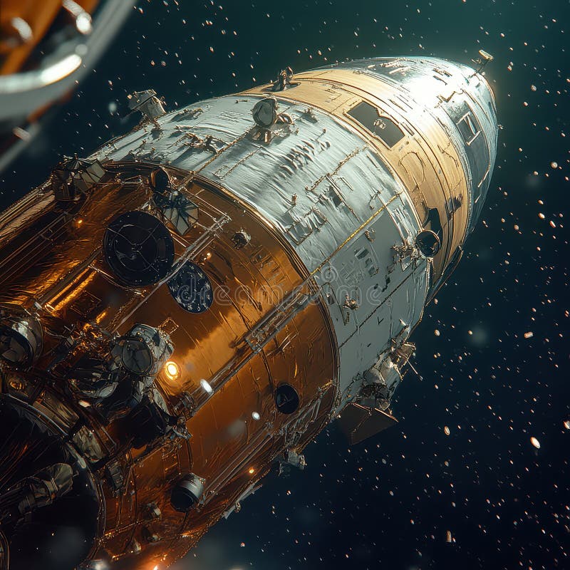 Spacecraft Launching into Deep Universe with Bright Starry Background ...