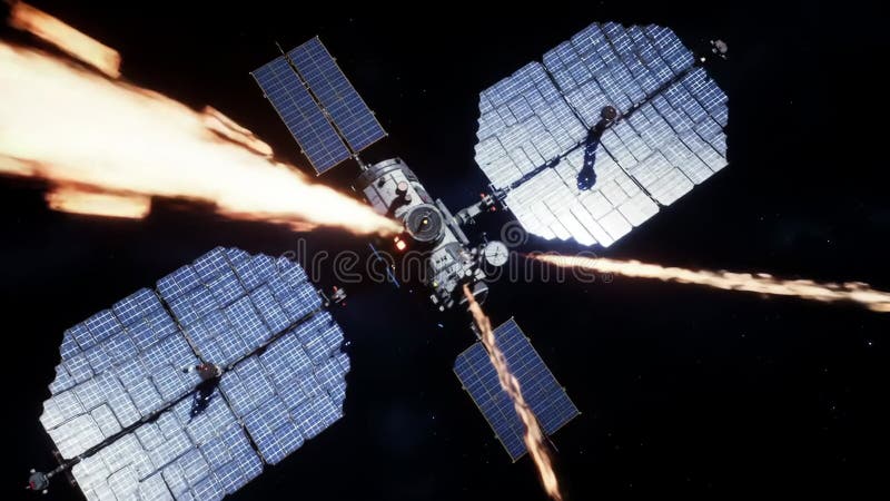 A Spacecraft Maneuvering in Space, Utilizing Thrusters for Navigation ...