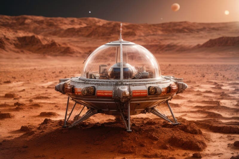 Spacecraft Module Landed on the Surface of Mars To Explore the Terrain ...