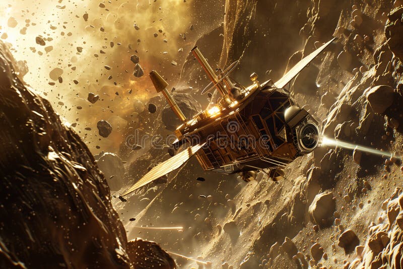 A Spacecraft Navigating through a Dense Asteroid Field, Avoiding ...